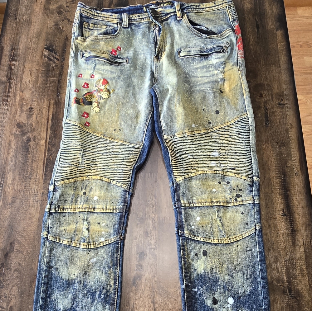 Popeye X Kryptic Samurai Distressed Moto Jean Augment… - Gem